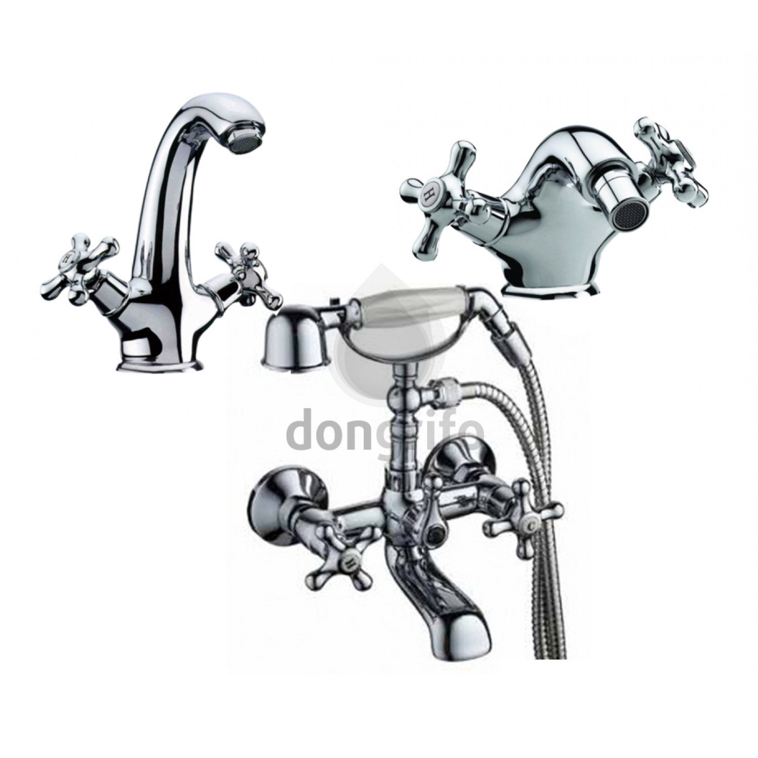 Conjunto de griferia monoblock marca dongrifo modelo omega cromo